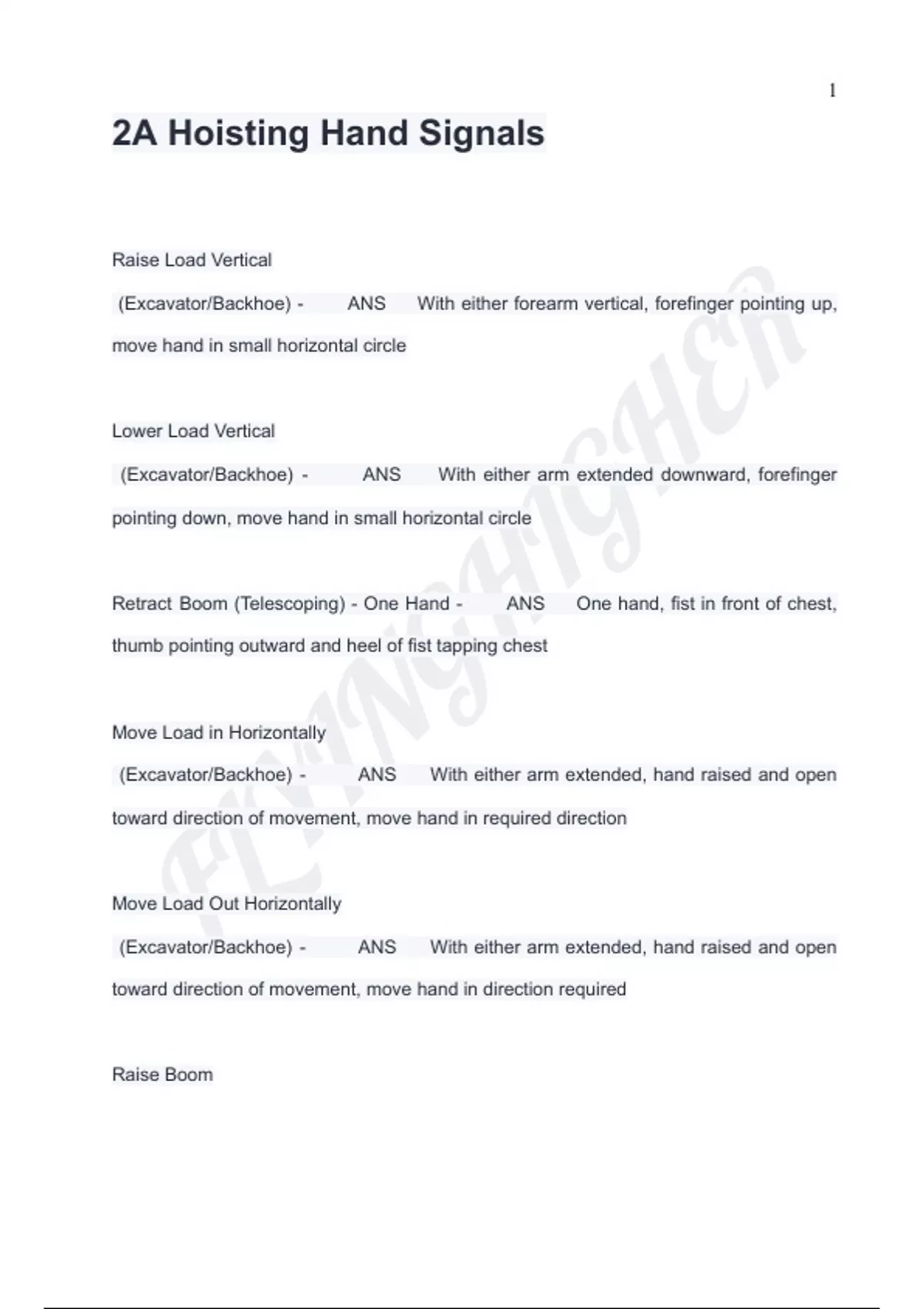 2A Hoisting Hand Signals QUESTIONS & ANSWERS 2025 ( A+ GRADED 100% ...