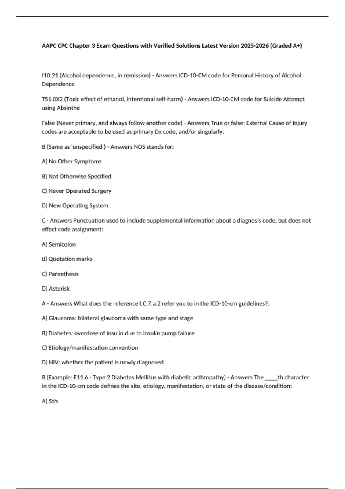 AAPC CPC Chapter 3 Exam Questions with Verified Solutions Latest ...