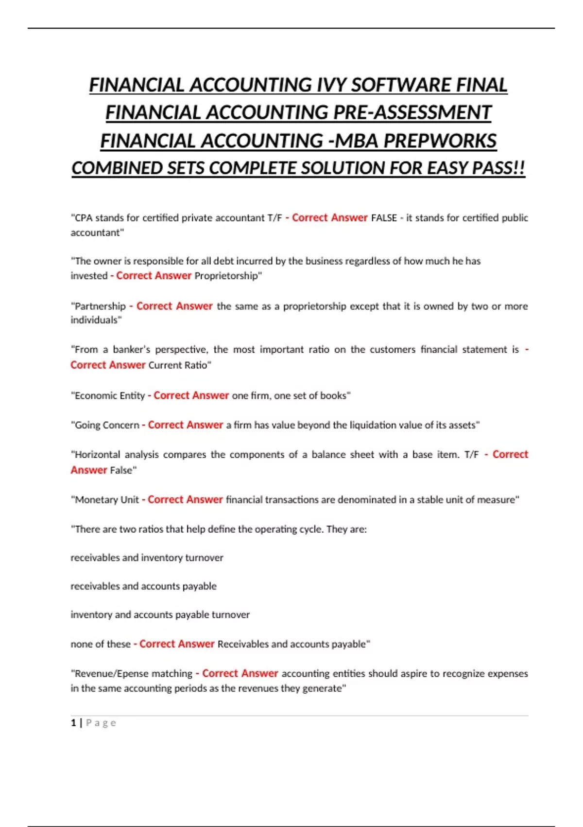 FINANCIAL ACCOUNTING IVY SOFTWARE FINAL FINANCIAL ACCOUNTING PRE ...