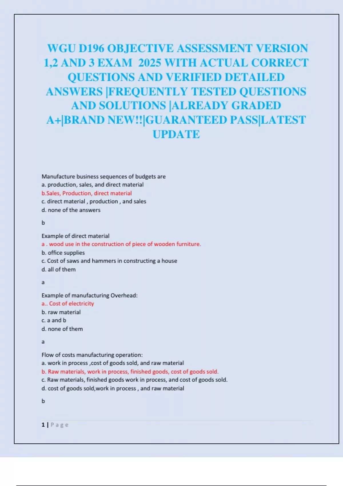 WGU D196 OBJECTIVE ASSESSMENT VERSION 1,2 AND 3 EXAM 2025 WITH ACTUAL ...