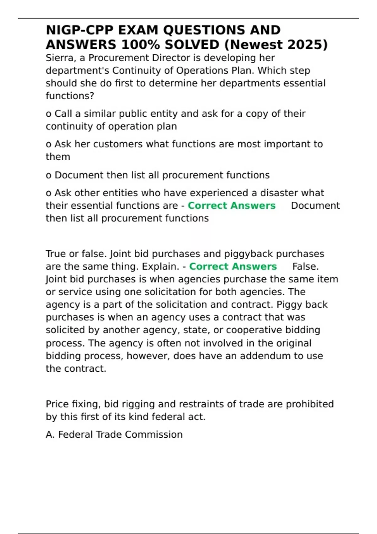 NIGP-CPP EXAM QUESTIONS AND ANSWERS 100- SOLVED (Newest 2025) - NIGP-CPP EXM - Stuvia US