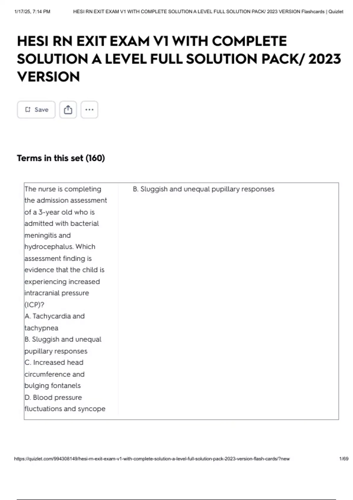 HESI RN EXIT EXAM V1 WITH COMPLETE SOLUTION A LEVEL FULL SOLUTION PACK ...