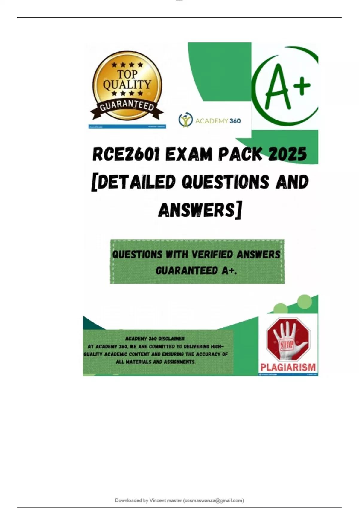 RCE2601 EXAM PACK 2025 [DETAILED QUESTIONS AND ANSWERS] - RCE2601 ...
