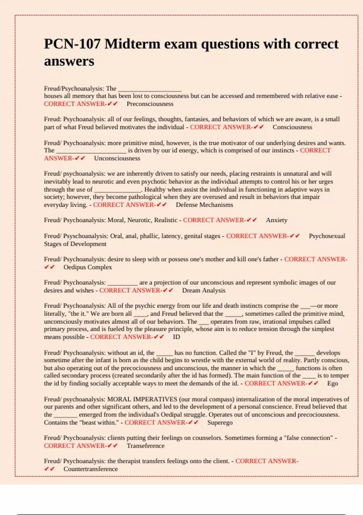 PCN-107 Midterm exam questions with correct answers - PCN-107 - Stuvia US