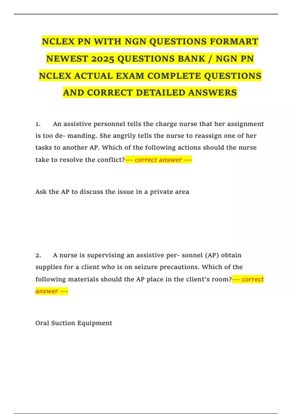 NCLEX PN WITH NGN QUESTIONS FORMART NEWEST 2025 QUESTIONS BANK / NGN PN ...