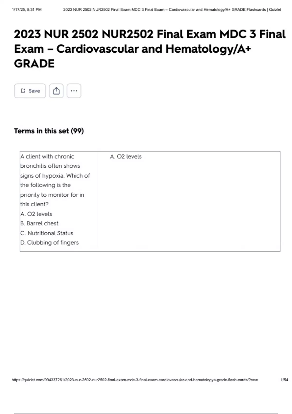 2025 NUR 2502 NUR2502 Final Exam MDC 3 Final Exam – Cardiovascular and ...