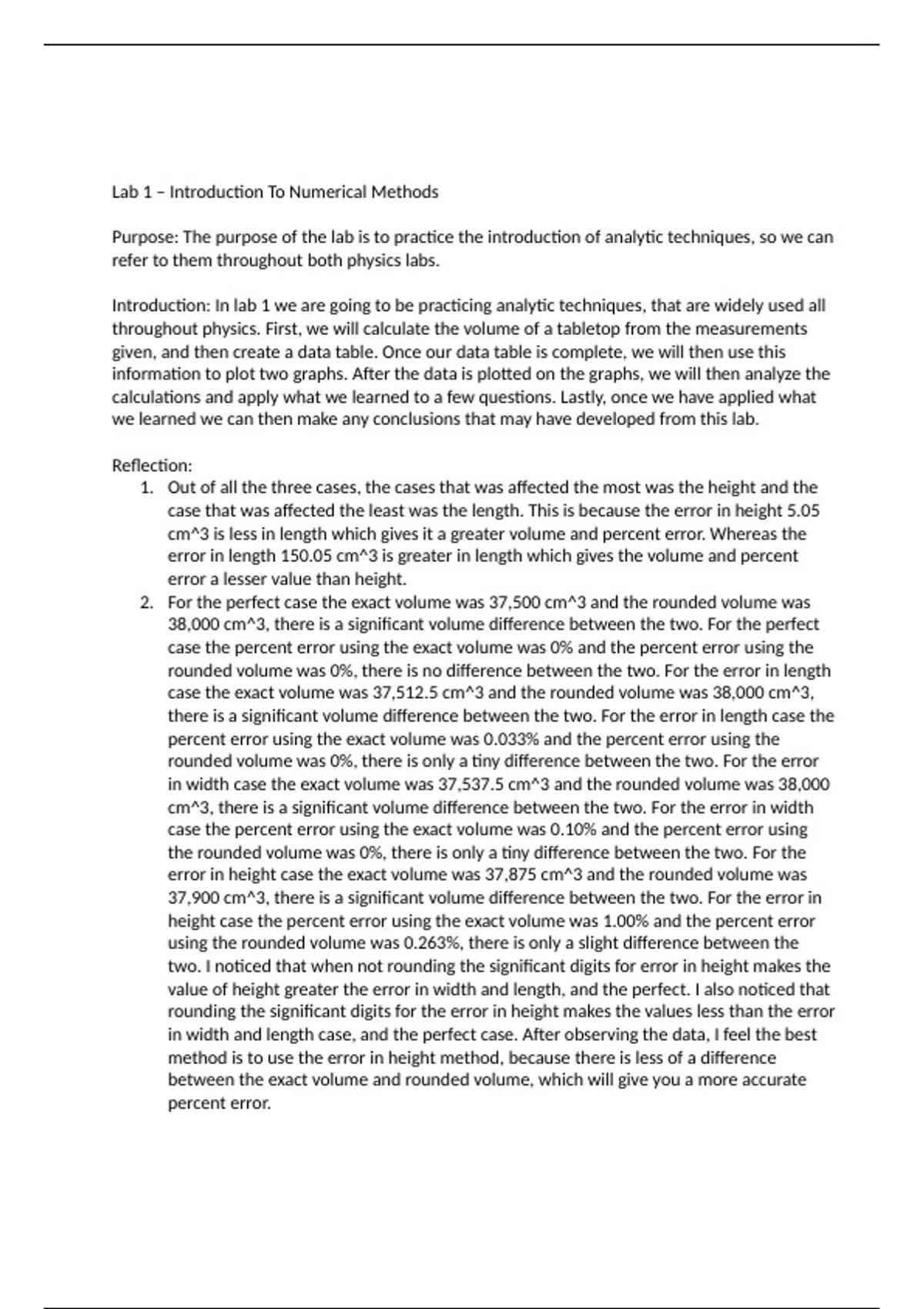Lab 1:Introduction To Numerical Methods - PHYS 2108 lab (PHYSICS) - Stuvia US