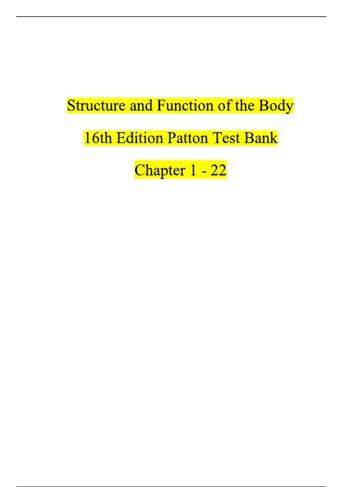 Structure and Function of the Body 16th Edition Patton Test Bank - PDF ...