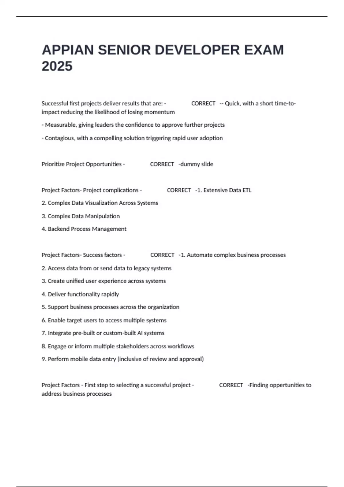 APPIAN SENIOR DEVELOPER EXAM 2025 - APPIAN SENIOR DEVELOPER - Stuvia US