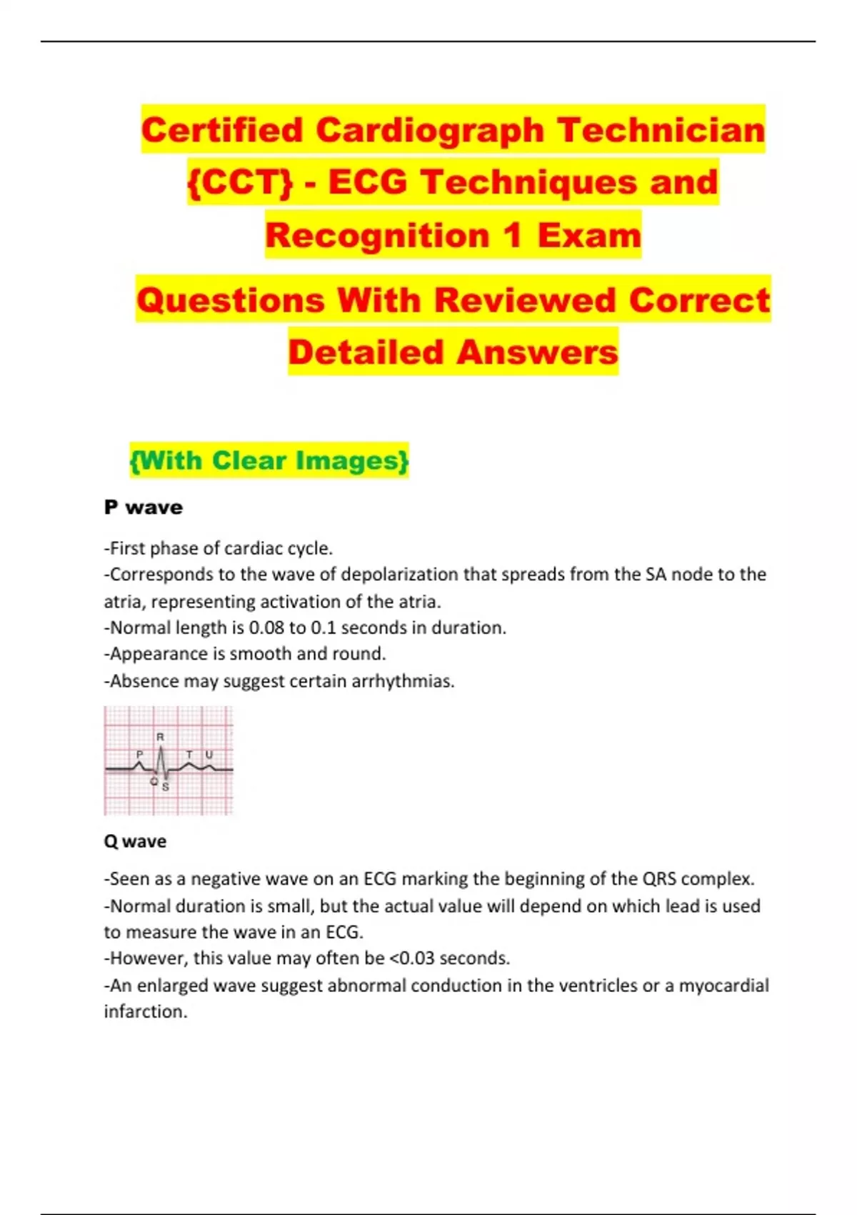 Certified Cardiograph Technician {CCT} - ECG Techniques and Recognition ...