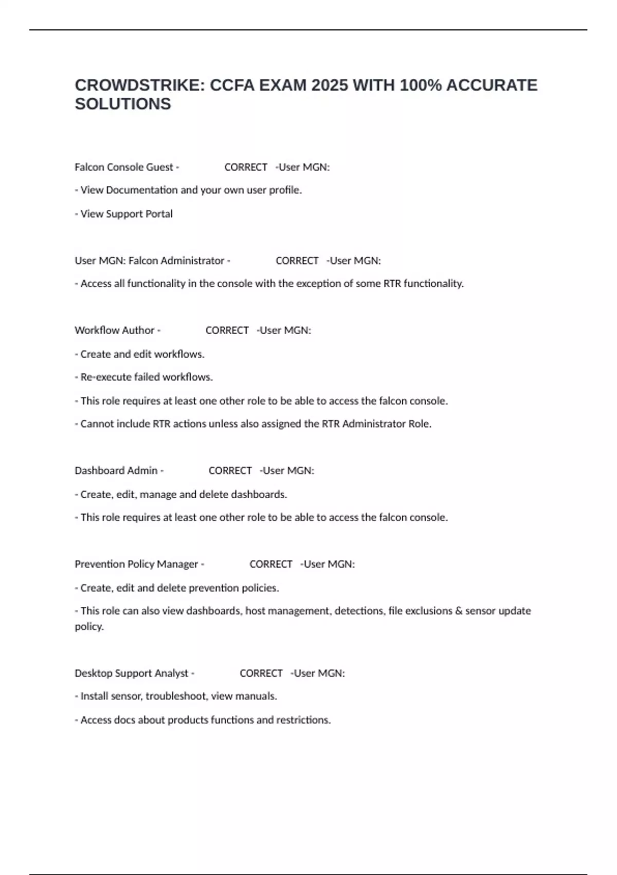 CROWDSTRIKE: CCFA EXAM 2025 WITH 100% ACCURATE SOLUTIONS - CROWDSTRIKE: CCFA - Stuvia US