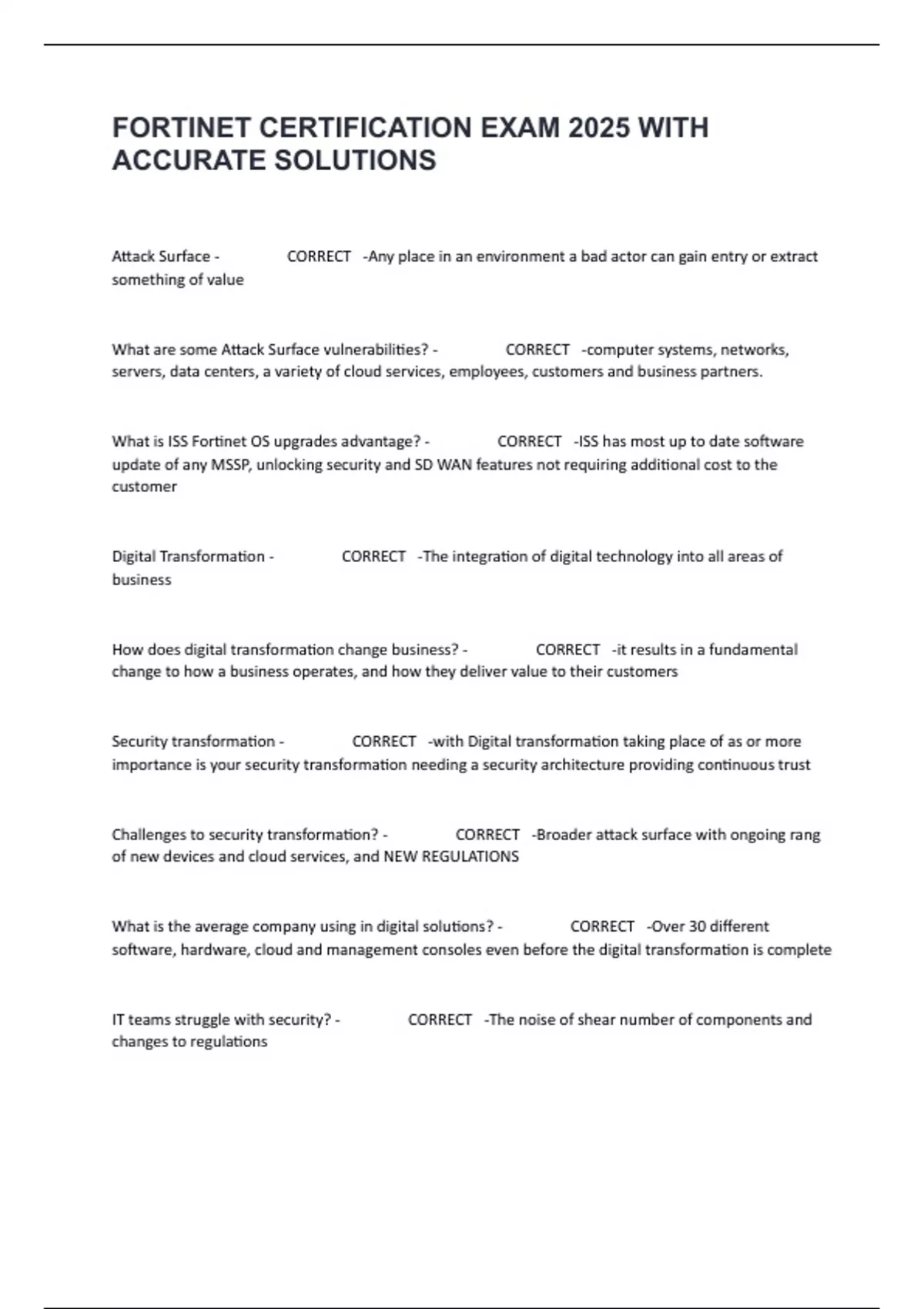 FORTINET CERTIFICATION EXAM 2025 WITH ACCURATE SOLUTIONS - FORTINET ...