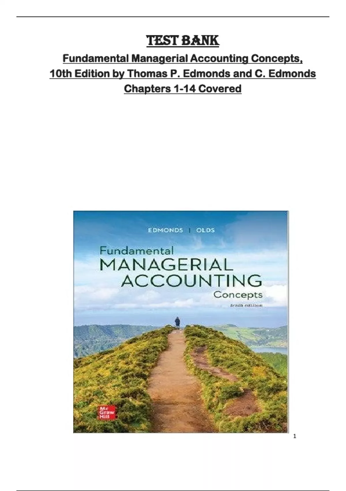Test Bank for Fundamental Managerial Accounting Concepts, 10th Edition ...