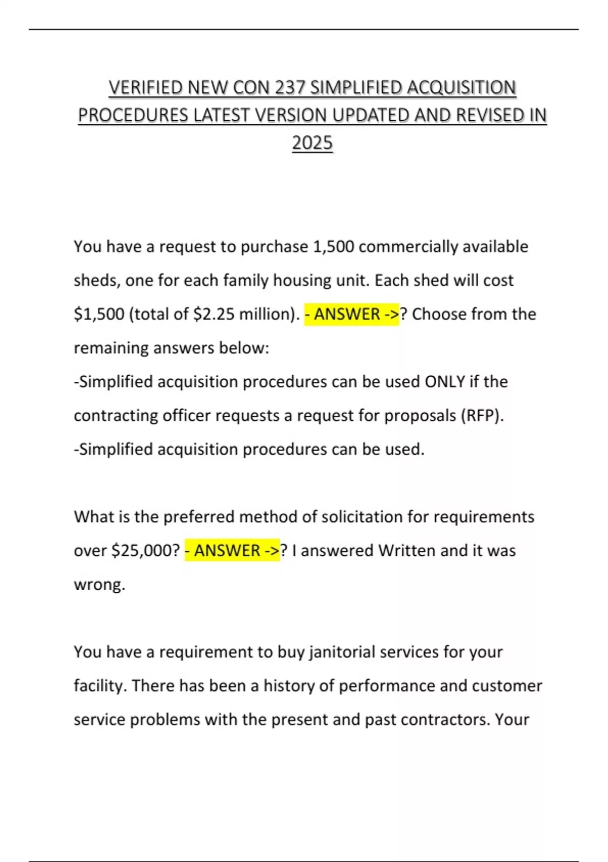 VERIFIED NEW CON 237 SIMPLIFIED ACQUISITION PROCEDURES LATEST VERSION ...