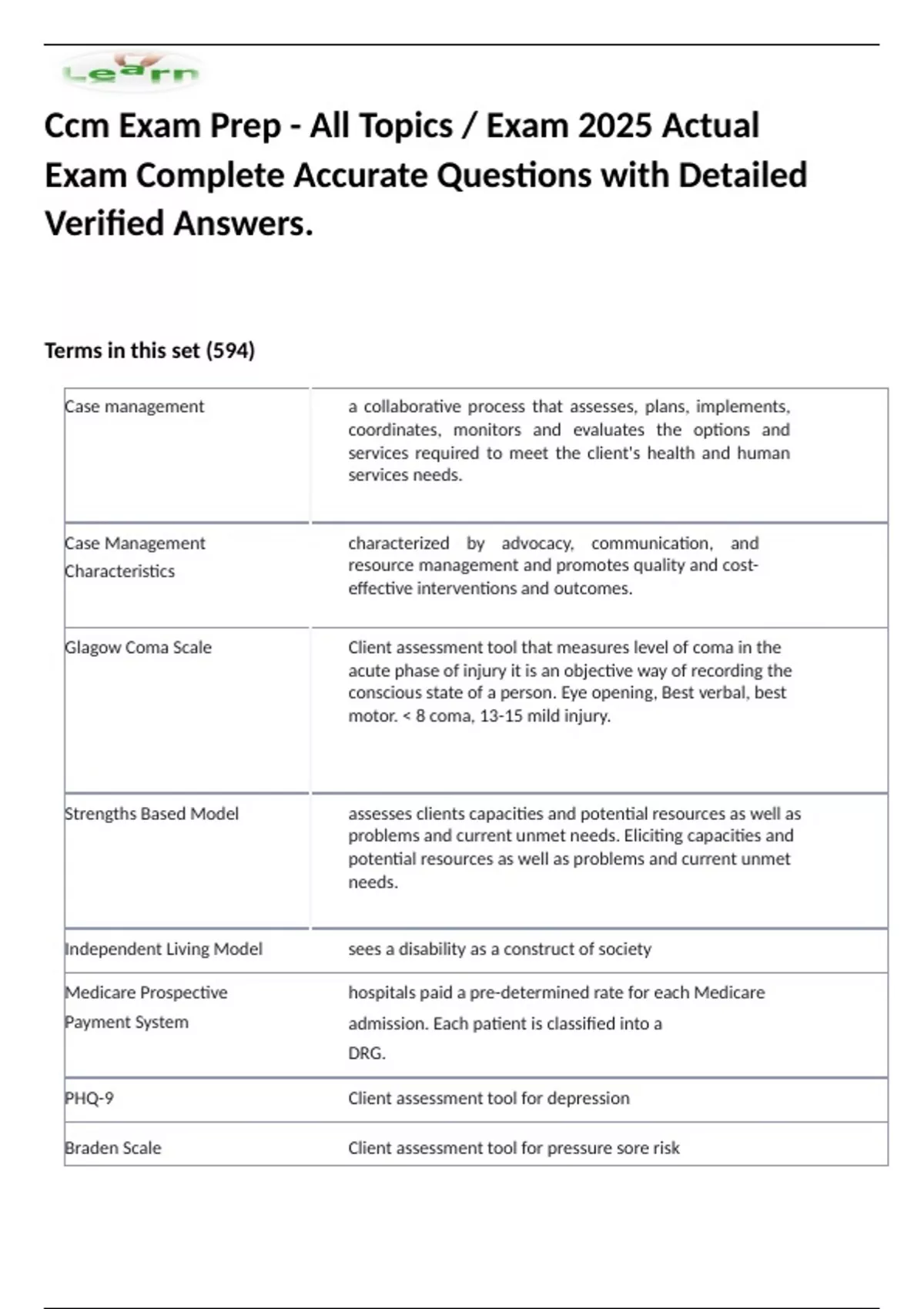 Ccm Exam Prep - All Topics / Exam 2025 Actual Exam Complete Accurate ...