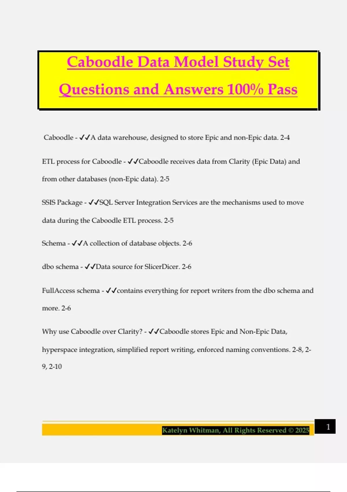 Caboodle Data Model Fundamentals Bundled Exams Questions and Answers ...