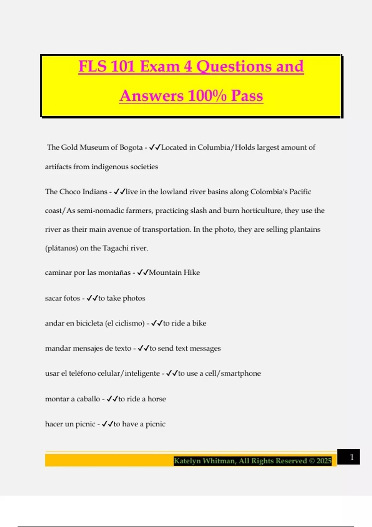 FLS 101 Exam 4 Questions and Answers 100% Pass - FLS 101 - Stuvia US
