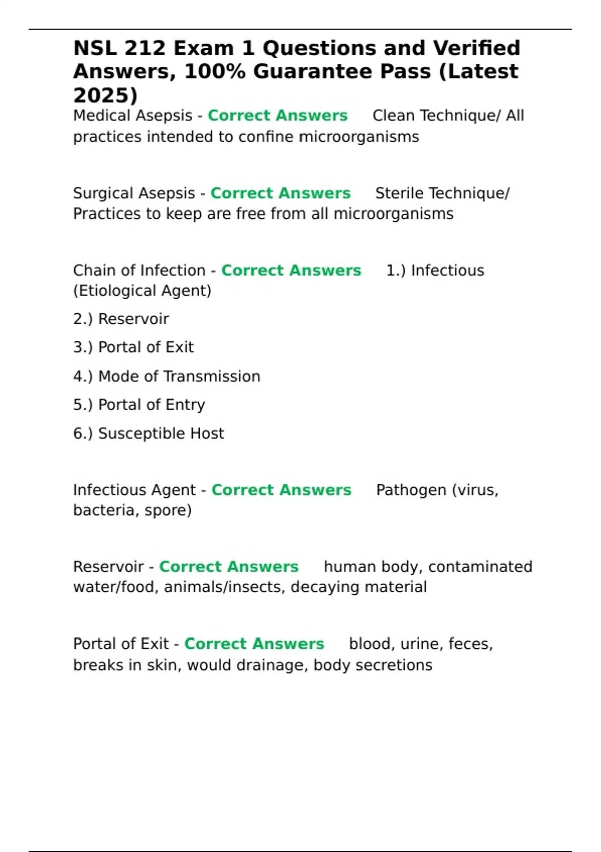 NSL 212 Exam 1 Questions and Verified Answers, 100- Guarantee Pass ...