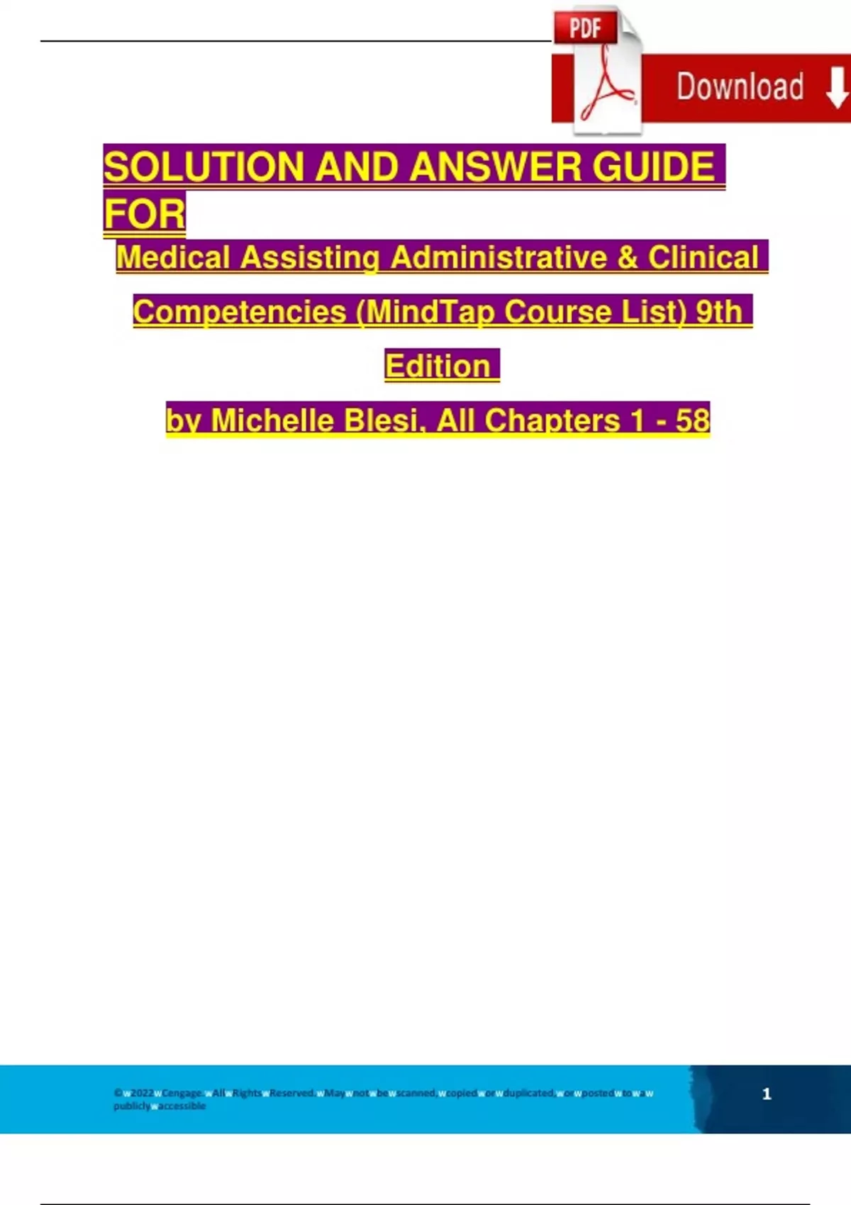 SOLUTION AND ANSWER GUIDE FOR Medical Assisting Administrative ...
