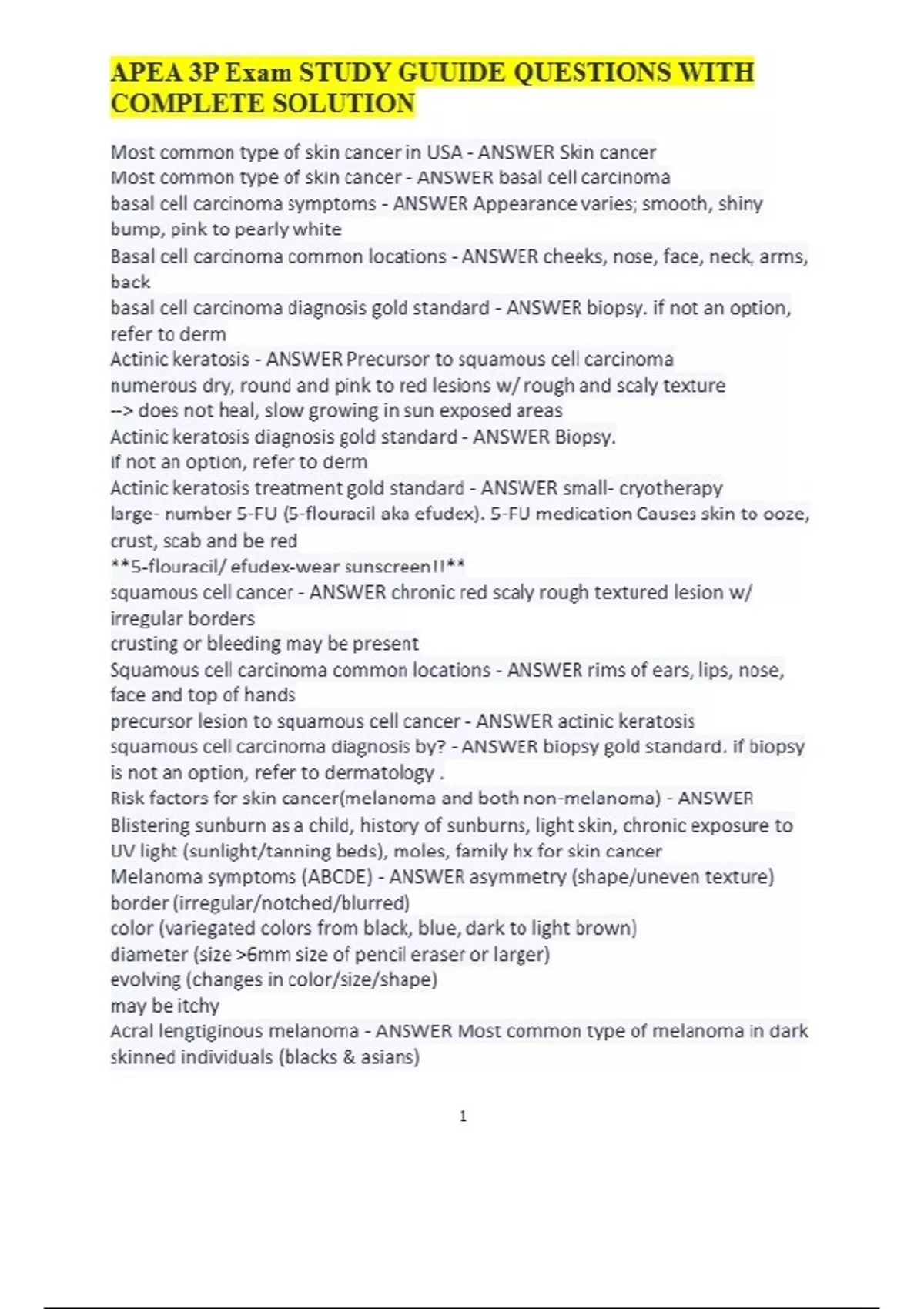 APEA 3P Exam STUDY GUUIDE QUESTIONS WITH COMPLETE SOLUTION - Apea ...