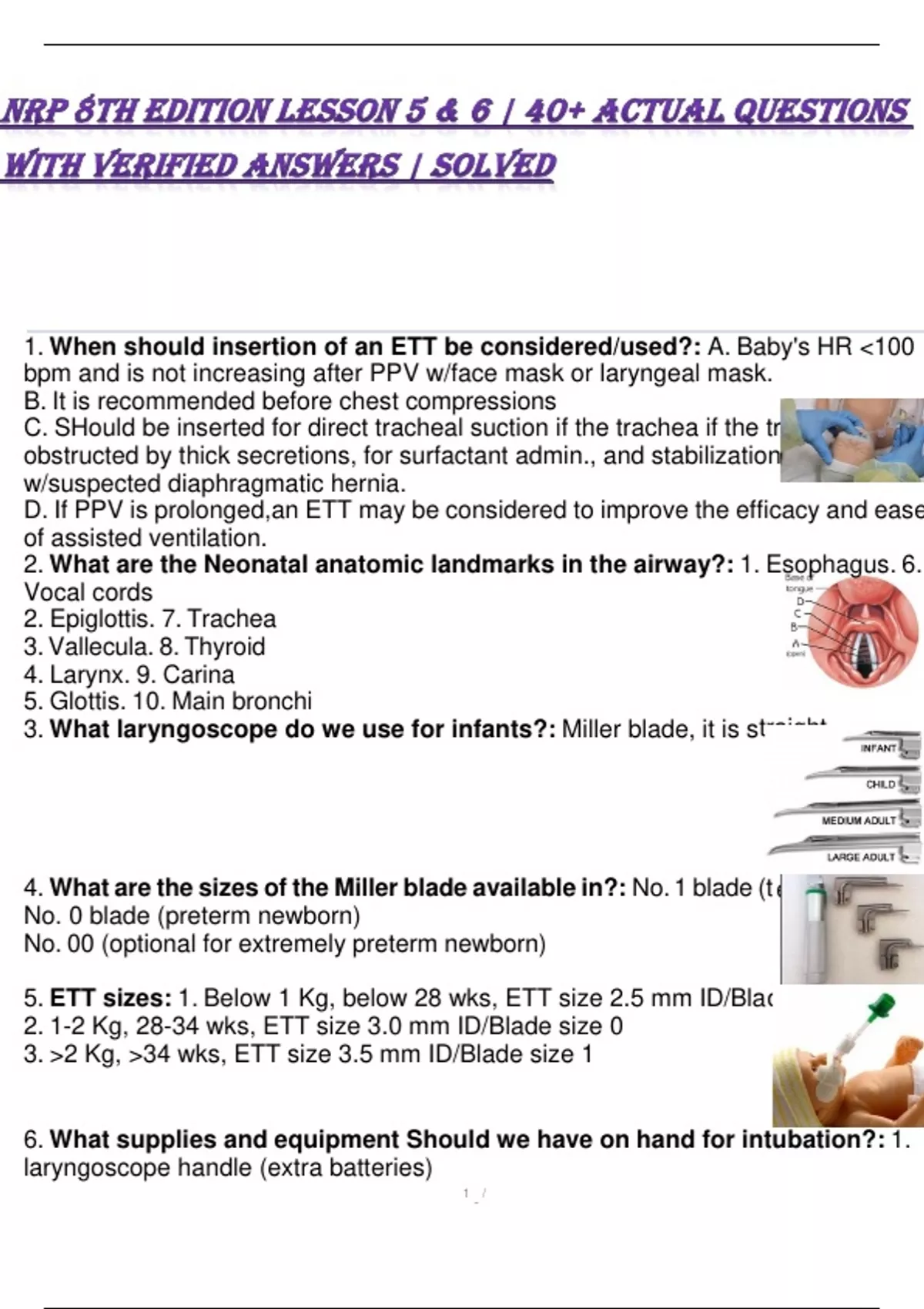 NRP 8TH EDITION LESSON 5 & 6 | 40+ ACTUAL QUESTIONS WITH VERIFIED ...