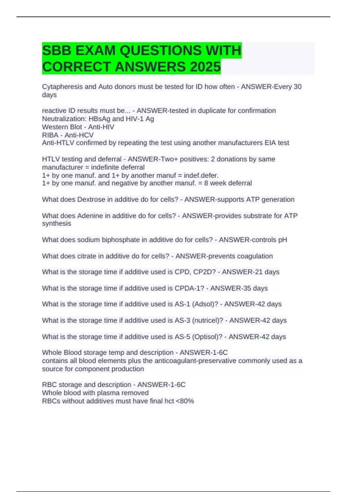 SBB EXAM QUESTIONS WITH CORRECT ANSWERS 2025 - SBB - Stuvia US