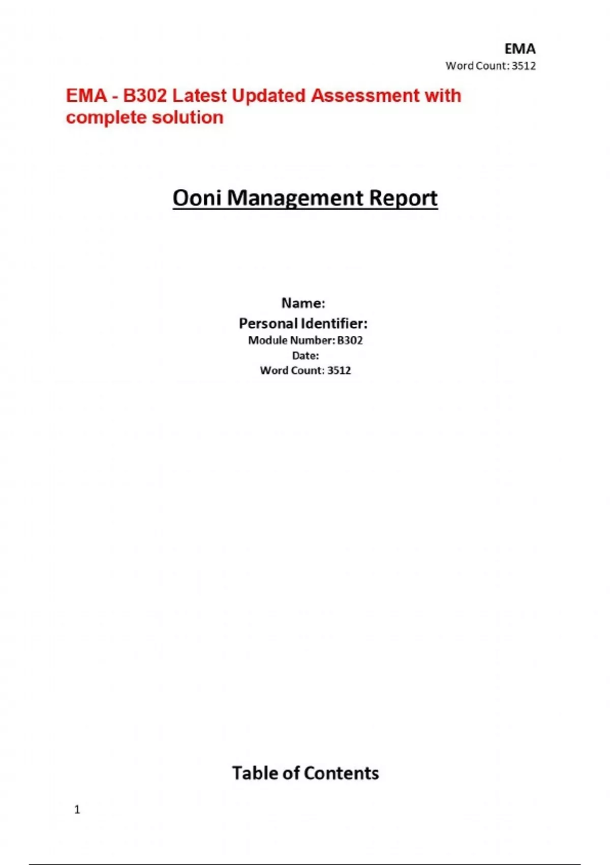 EMA - B302 Latest Updated Assessment with complete solution - B302 ...
