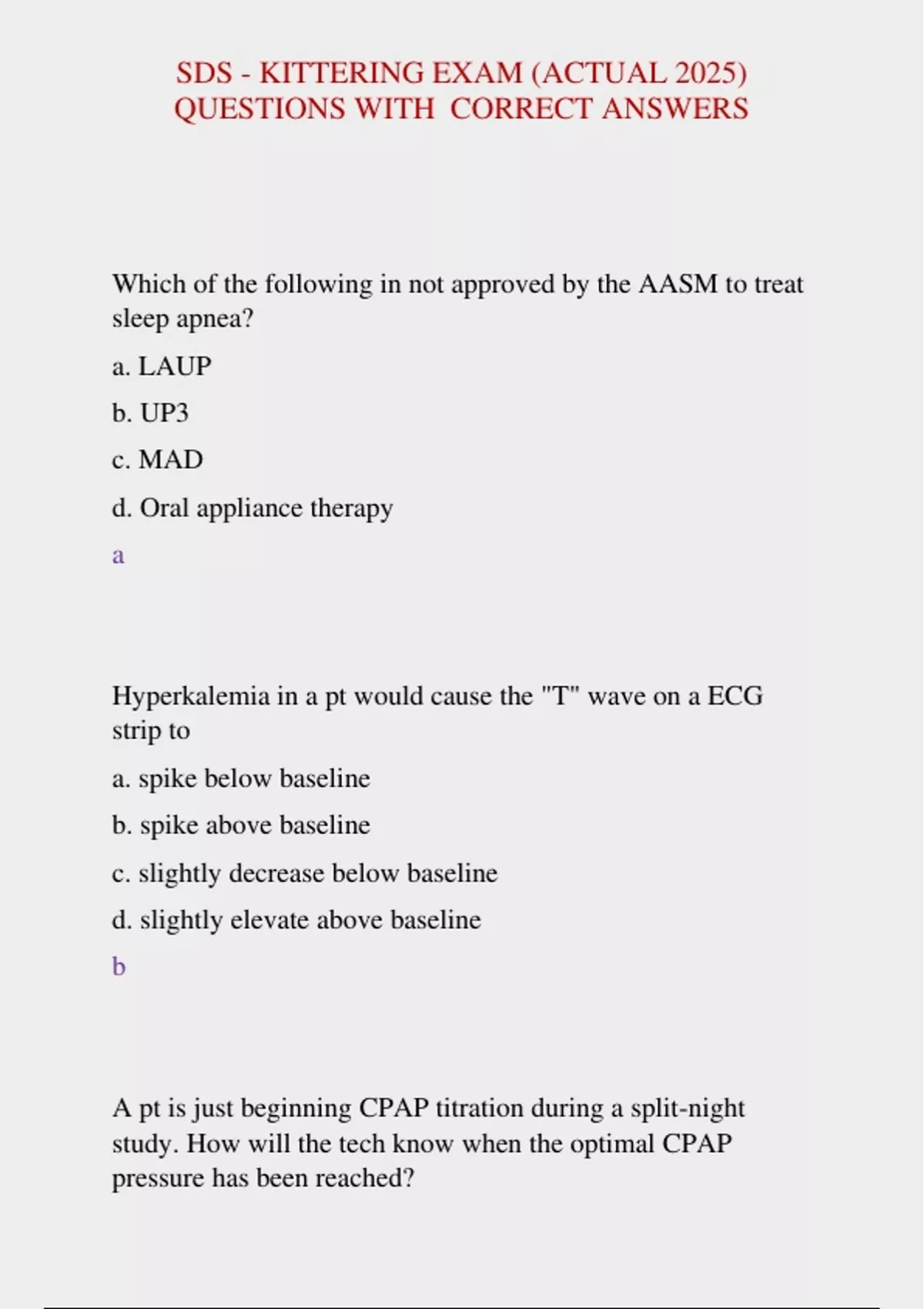 SDS - KITTERING EXAM (ACTUAL 2025) QUESTIONS WITH CORRECT ANSWERS - SDS ...