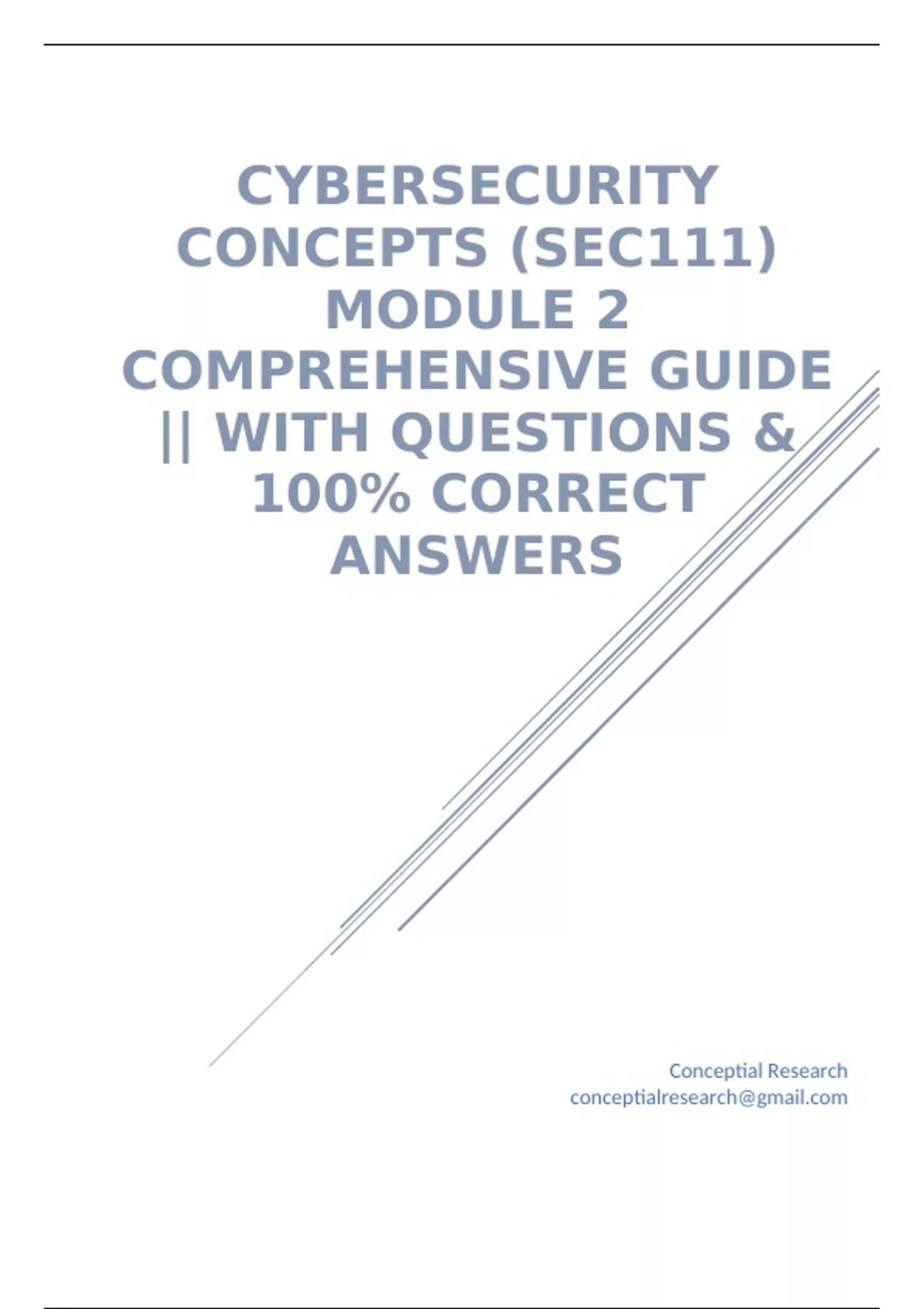 Cybersecurity Concepts (SEC111) Module 2 Comprehensive Guide || With ...