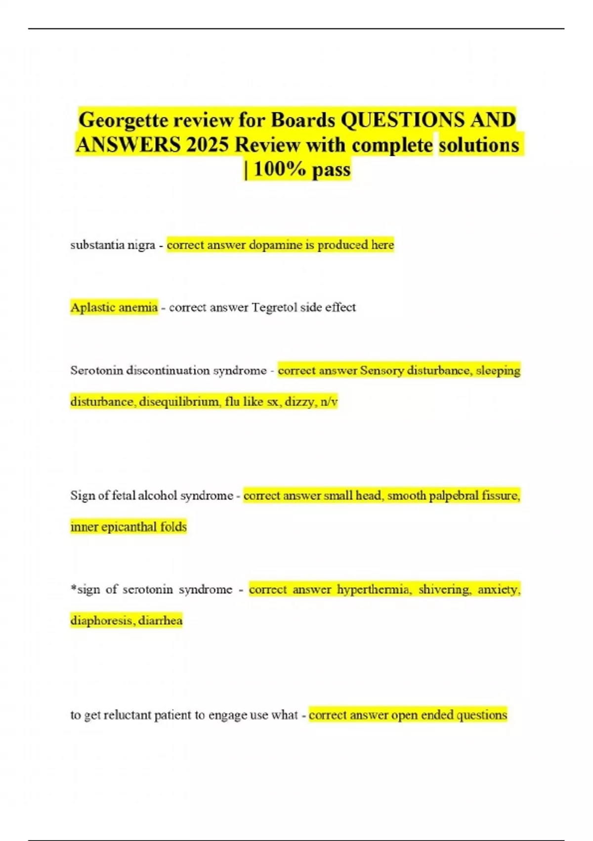 Georgette review for Boards QUESTIONS AND ANSWERS 2025 Review with ...