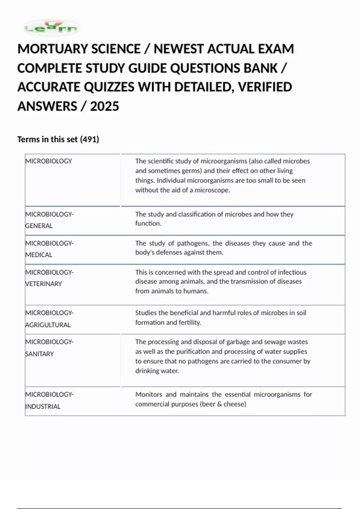 MORTUARY SCIENCE / NEWEST ACTUAL EXAM COMPLETE STUDY GUIDE QUESTIONS ...