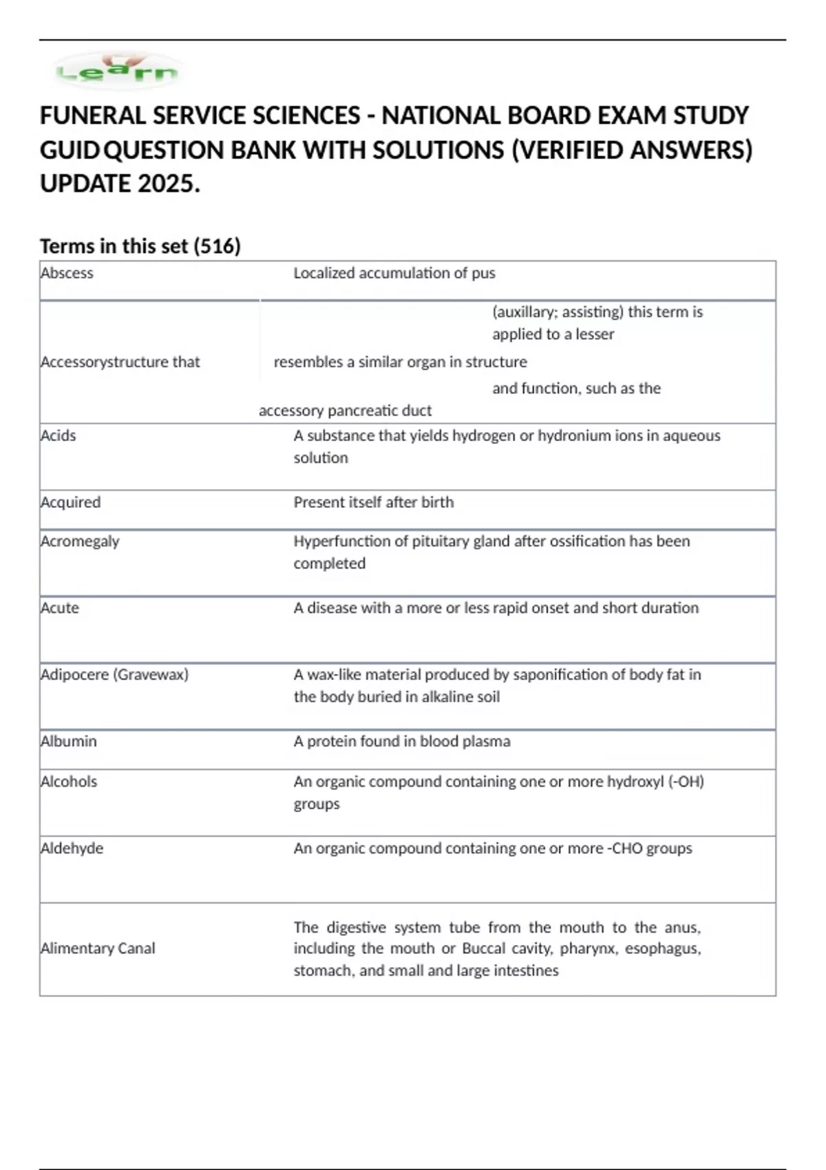 FUNERAL SERVICE SCIENCES - NATIONAL BOARD EXAM STUDY GUID QUESTION BANK ...