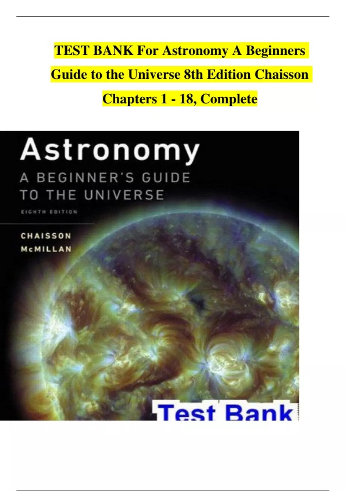 TEST BANK For Astronomy A Beginners Guide to the Universe 8th Edition ...