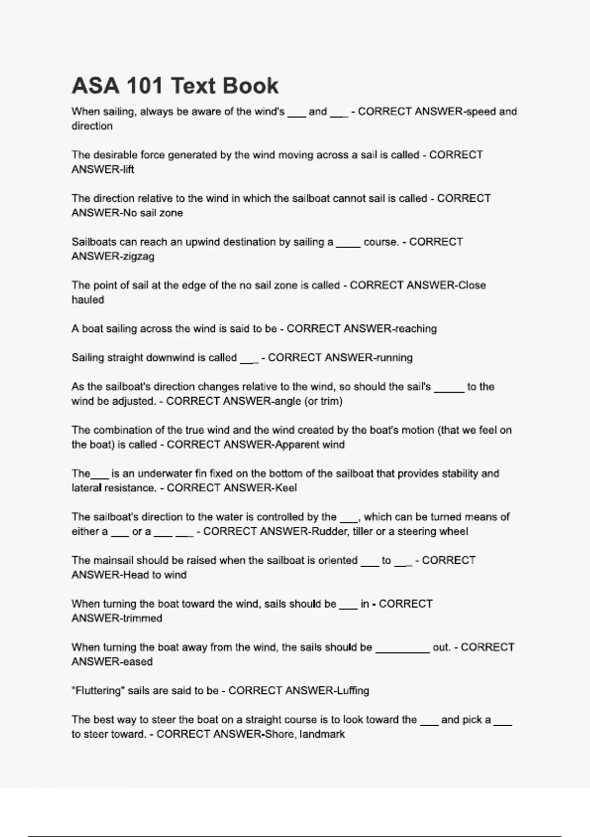 ASA 101 Text Book Questions with Explanations of Answers Latest (2024 / ...