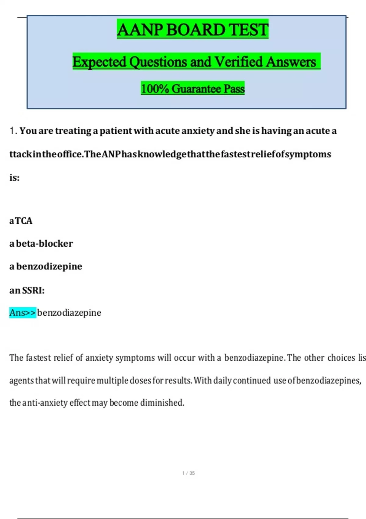 AANP BOARD TEST 2025 Expected Questions and Verified Answers Latest ...