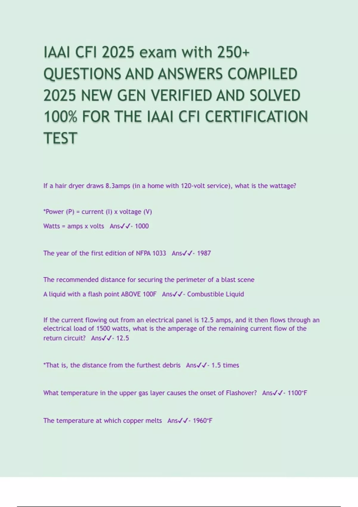 IAAI CFI 2025 exam with 250+ QUESTIONS AND ANSWERS COMPILED 2025 NEW GEN VERIFIED AND SOLVED 100 ...