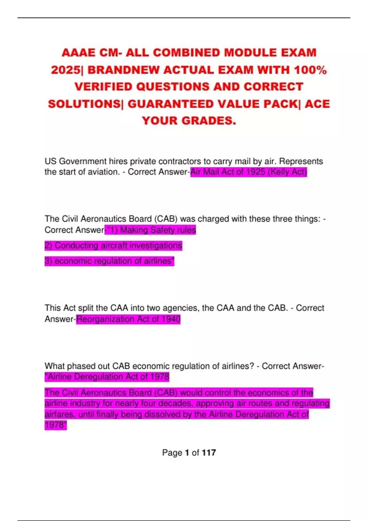 AAAE CM- ALL COMBINED MODULE EXAM 2025| BRANDNEW ACTUAL EXAM WITH 100% ...