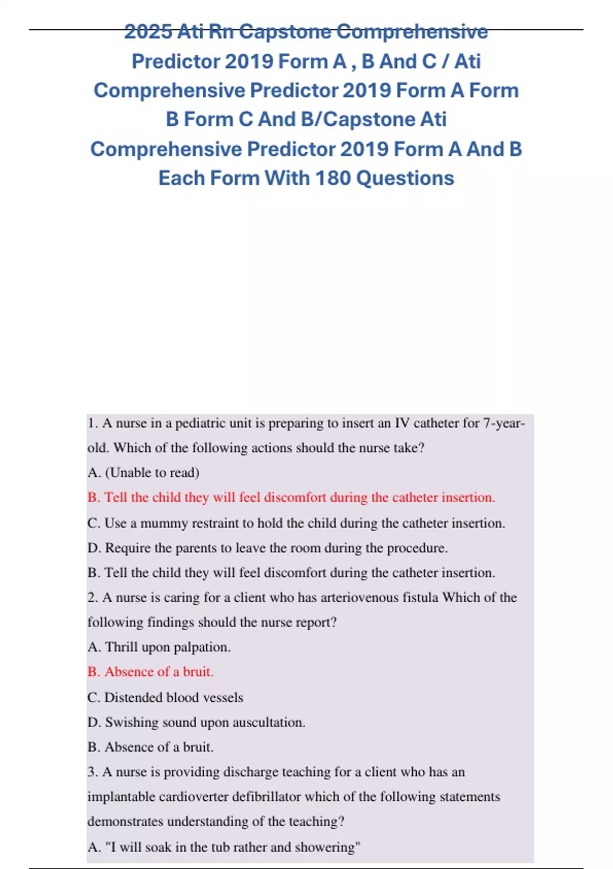 2025 Ati Rn Capstone Comprehensive Predictor 2019 Form A , B And C ...