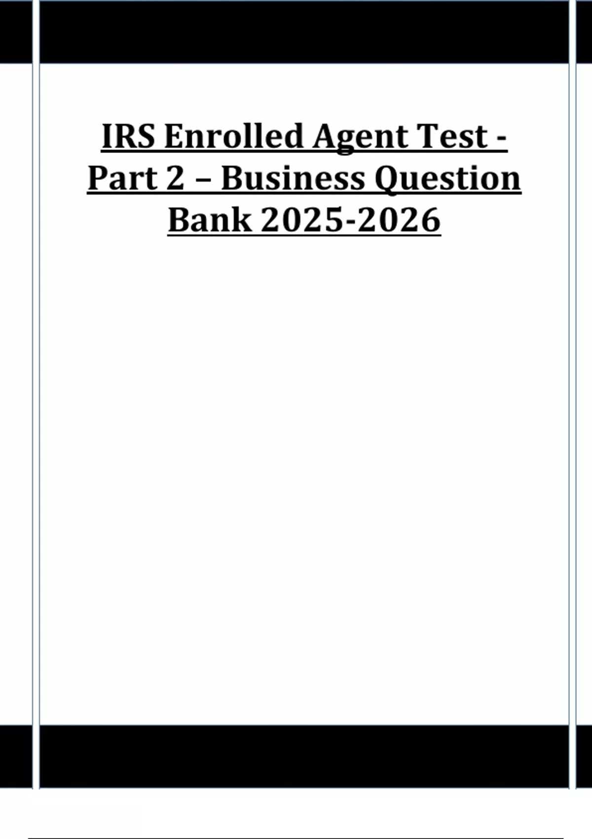 IRS Enrolled Agent Test - Part 2 – Business Question Bank - IRS ...