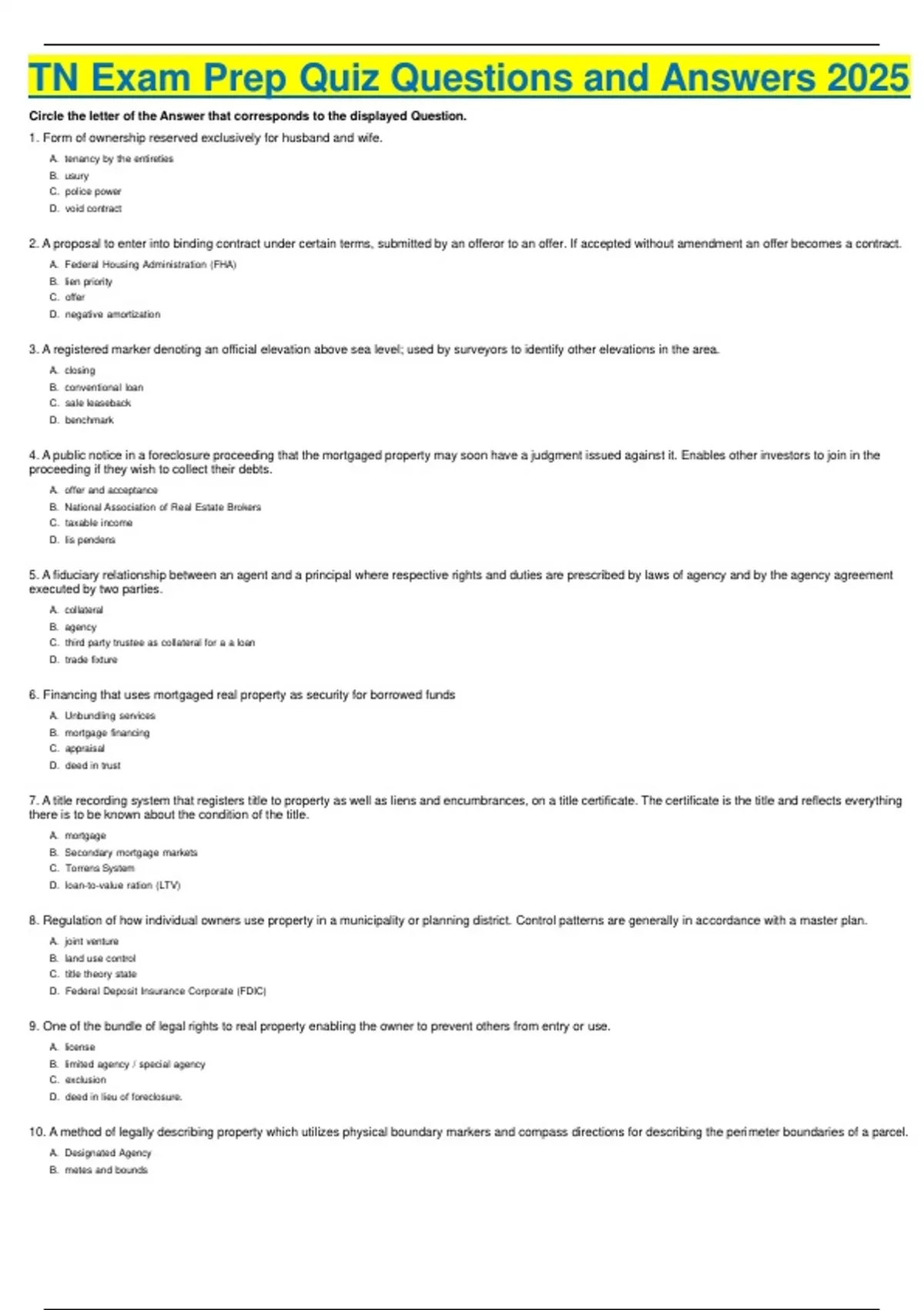 TN Exam Prep Quiz Questions and Answers 2025. - TN - Stuvia US