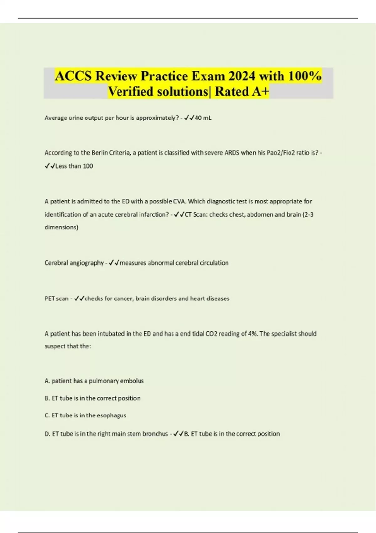 ACCS 2025 Review Practice Exam with 100% Verified solutions| APPROVED Paper |100% Correct ...