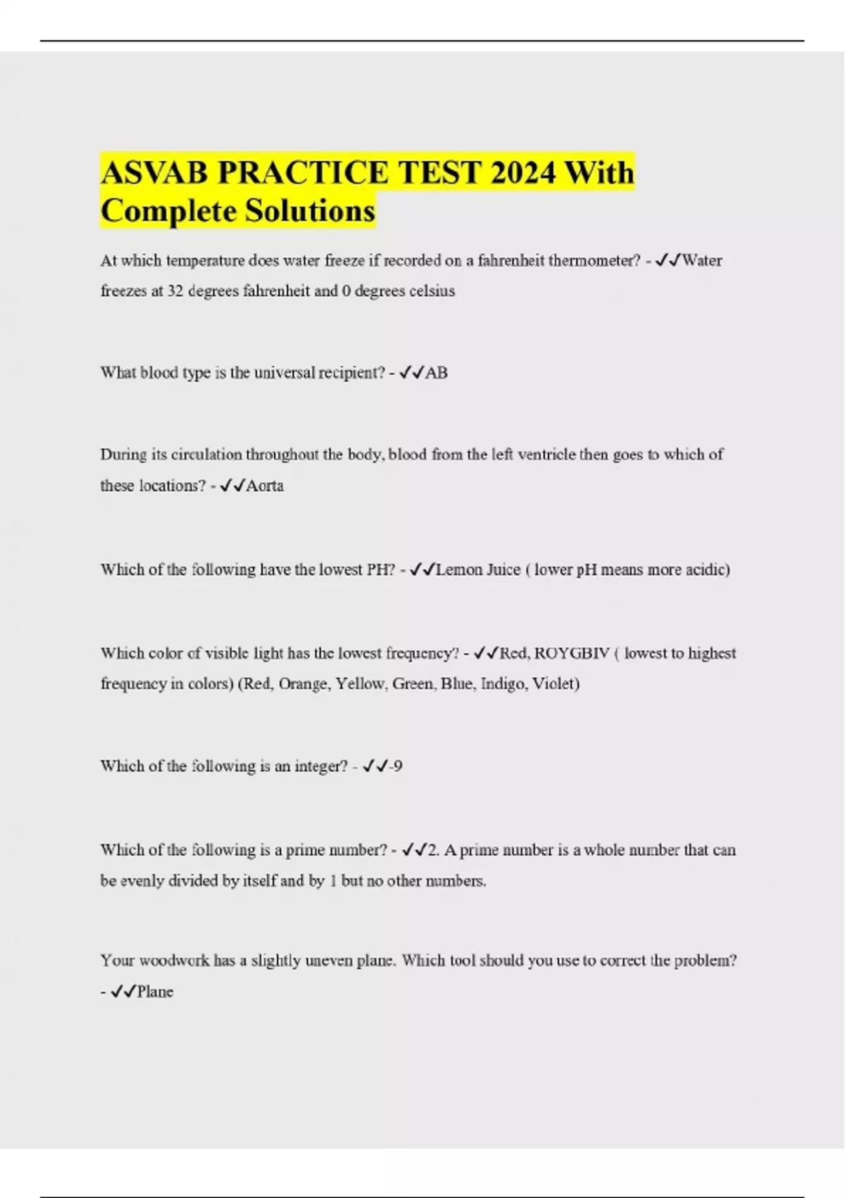 ASVAB PRACTICE TEST 2024 With Complete Solutions - ASVAB PRACTICE ...