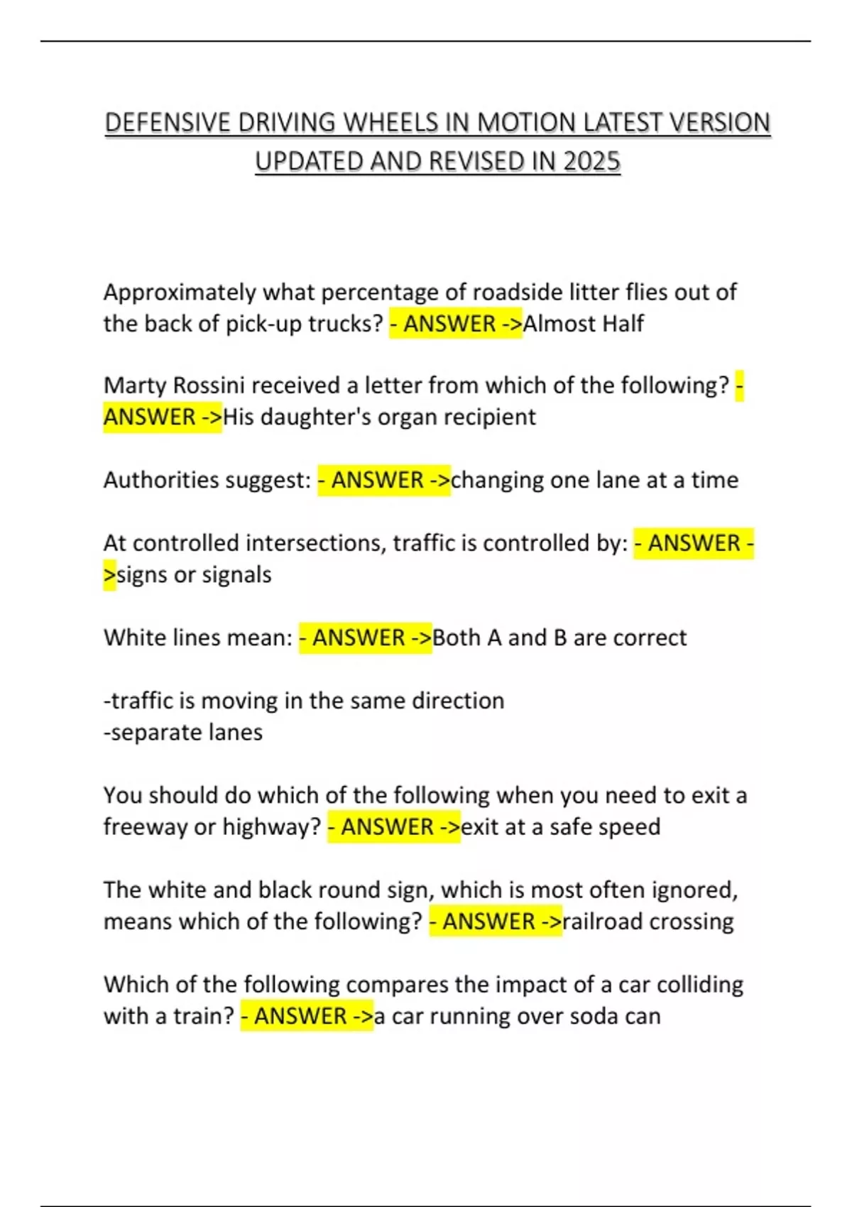 DEFENSIVE DRIVING WHEELS IN MOTION LATEST VERSION UPDATED AND REVISED ...