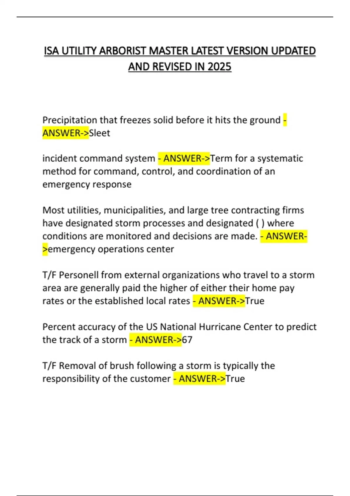 ISA UTILITY ARBORIST MASTER LATEST VERSION UPDATED AND REVISED IN 2025 ...