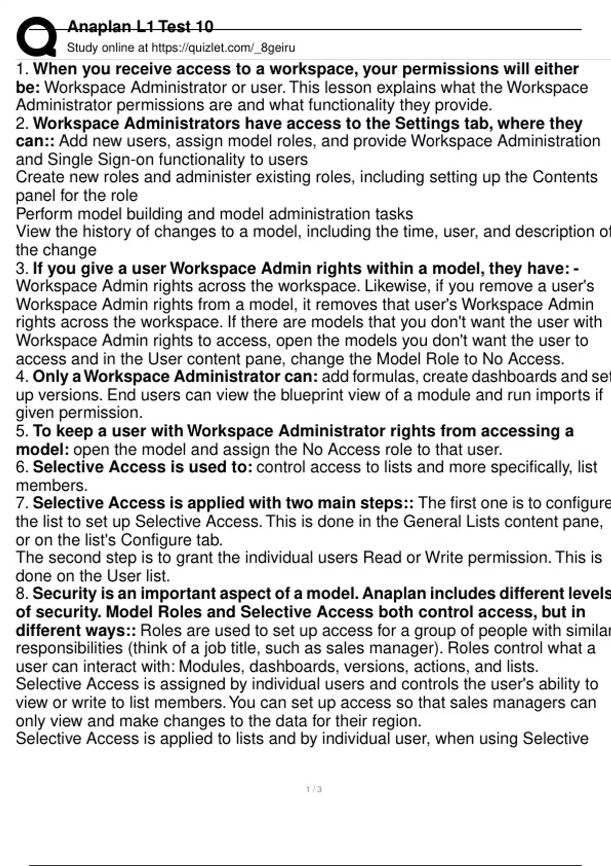 Anaplan level 1 model building exam well answered to pass 2025 - Stuvia US