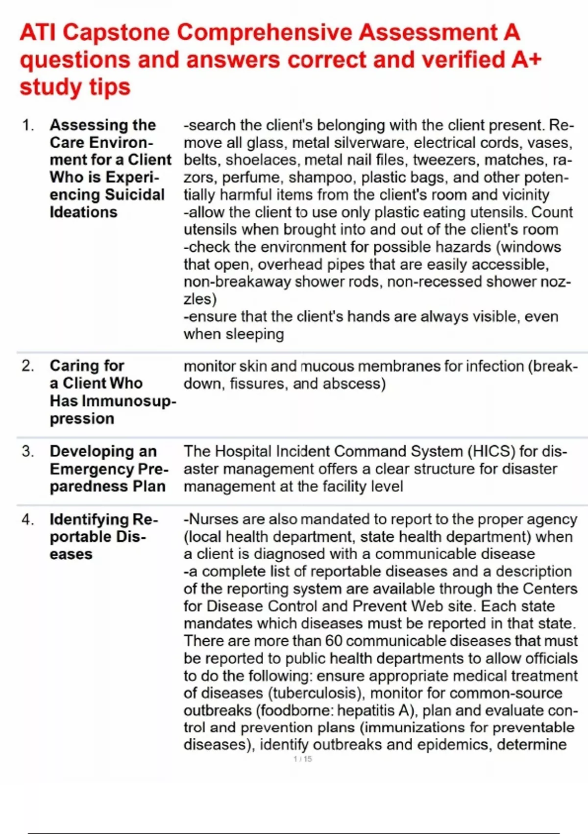 ATI Capstone Proctored Comprehensive Assessment Form A questions and ...