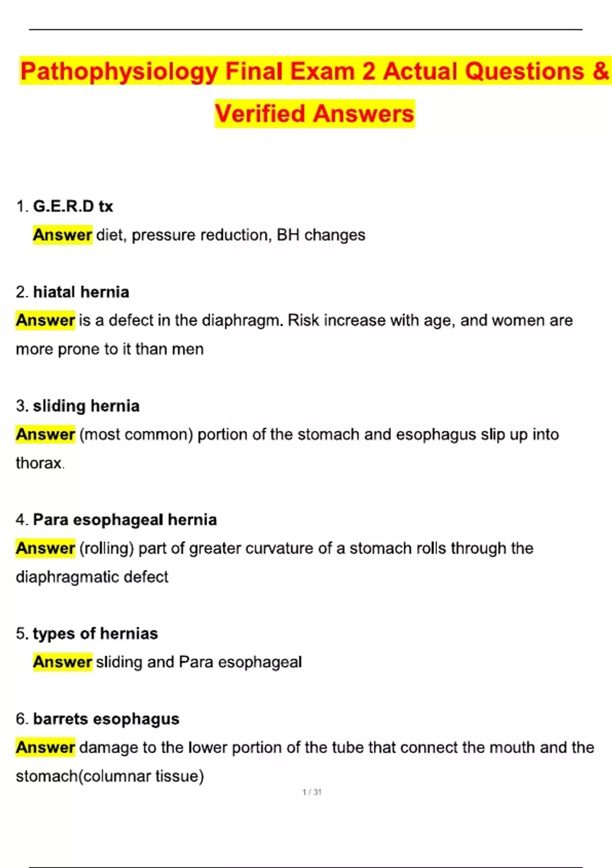 2025 Pathophysiology Final Exam 2 with 100% Correct Answers - 2025/26 ...