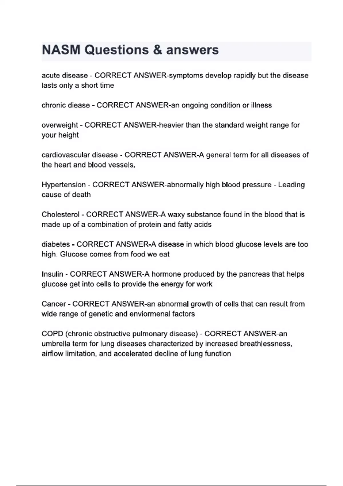 NASM (2024/2025) QUESTIONS AND ANSWERS | 100% PASS | A GRADE - Nasm ...
