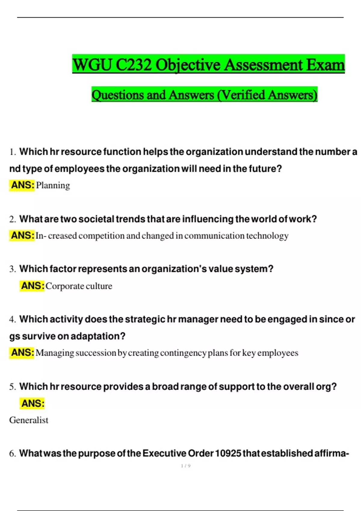 WGU C232 Objective Assessment Exam 2025 Questions and Answers Latest ...