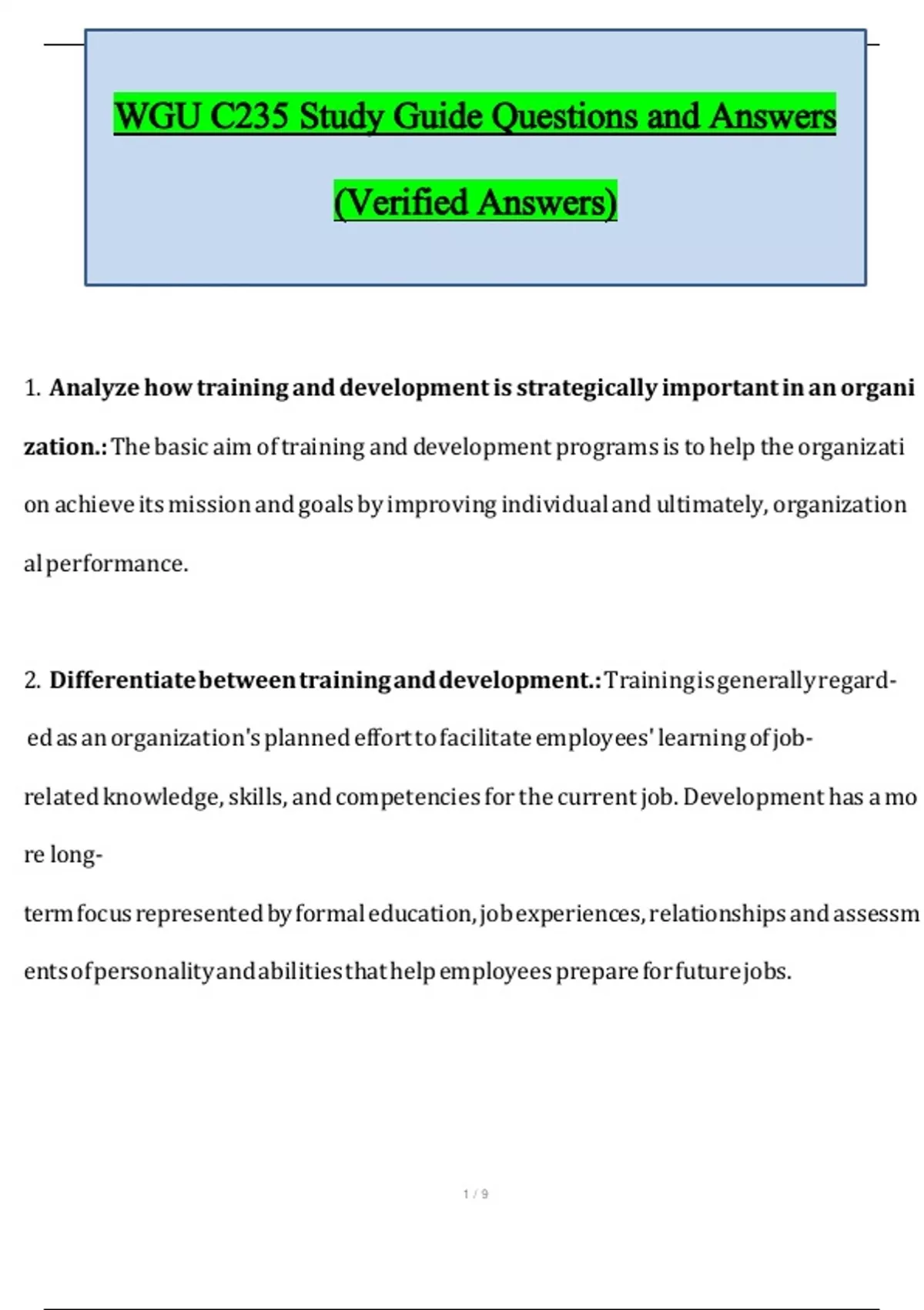 WGU C235 Study Guide 2025 Questions and Answers Latest 2025/2026 ...